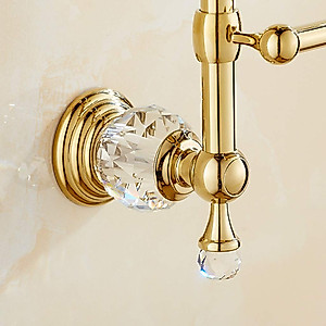 Floating Shelves Double Glass Shelf,Antique Shower Room Kitchen Storage Rack,Durable,Convenient to Clean The Bath Towel Rack (Color : Gold)