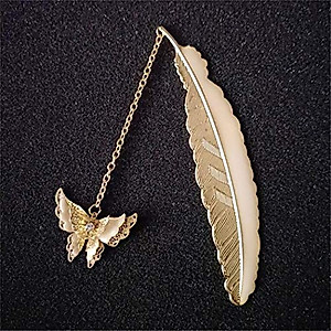 CH Book Luminous Bookmark Metal Bookmark Feather ButterflyBookmark,Golden Butterfly