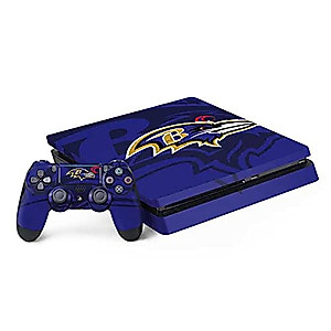 Skinit Decal Gaming Skin Compatible with PS4 Slim Bundle - Officially Licensed NFL Baltimore Ravens Double Vision Design