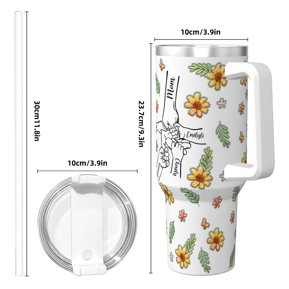 Personalized 40 Oz Stainless Steel Tumbler Best Mom Ever Cup Gift, Custom Name 3D Inflated Effect Travel Mug, Birthday Valentine's Day Coffee Mug for Mom Nana Mothers Day Gifts for Mom,04