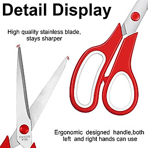 60 Pcs Scissors Bulk 8" Scissors School Scissors Comfort Grip Handles Fabric Scissors for Office Home School Sewing Craft Fabric Supplies Scissors with Soft Comfort Grip Handles, Right/ Left Handed