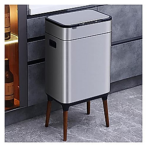 GENIGW Smart Sensor Trash Can Stainless Steel Rectangle Trash Bin High Foot Rubbish Bin Kitchen Sorting Garbage Can Automatic Waste Bin