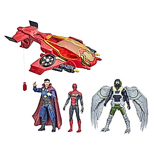 Spider-Man Marvel: Spider Escape Jet, with 3 Action Figures in 6-Inch Scale, Including Spider-Man and Marvel's Vulture, 4 Projectiles, Ages 4 and Up