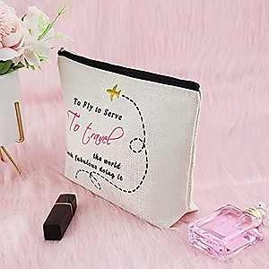 Flight Attendant Gift for Women Makeup Bag Pilot Gift Aviation Graduation Gift Flight School Gift for Student Cosmetic Bag Birthday Retirement Gift Appreciation Christmas Gift Travel Cosmetic Pouch