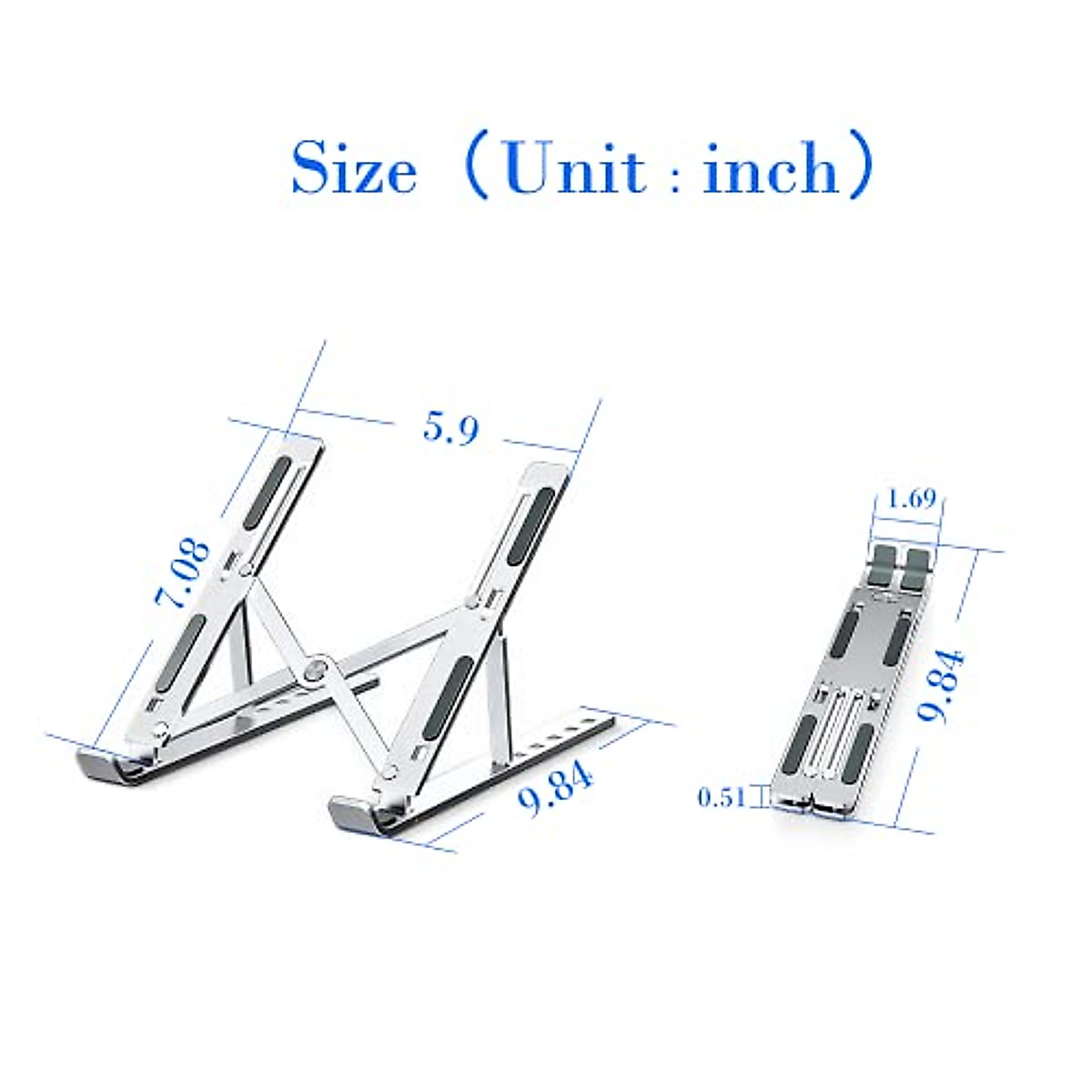 ChashenHa Laptop Stand, Laptop Stand for Desk Aluminum Alloy Adjustable Height Foldable Laptop Stand for MacBook Air/Pro, Samsung, Microsoft, Lenovo, Dell, iPad, Any Laptop(Silver)