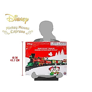 Lionel Battery-Operated Disney Mickey Mouse Express Toy Train Set with Locomotive, Train Cars, Track & Remote with Authentic Train Sounds, & Lights for Kids 4+