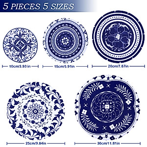5 Pieces Bowl Covers Reusable, 5 Size Stretch Cloth Bowl Covers for Bread Proofing Cotton Fabric Elastic Bowl Covers Reusable Food Covers Washable for Food Fruits Leftover (Blue)