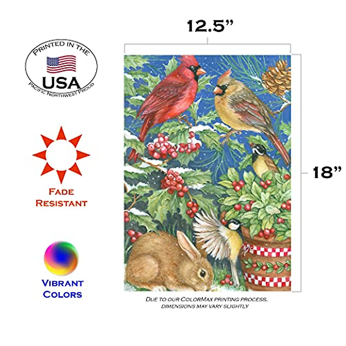 Toland Home Garden 119372 Winter Feast Winter Flag 12x18 Inch Double Sided Winter Garden Flag for Outdoor House Flag Yard Decoration