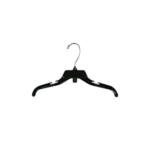 Break-Resistant 12 inch Black Plastic Children's Dress Hangers- Case of 100