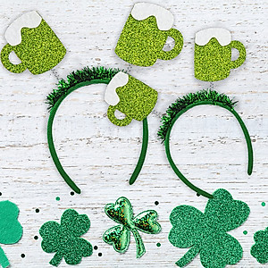 Estivaux 2 PCS St. Patrick's Day Headbands, Glitter Green Headwear Tassel Hair Accessories Holiday Hair Hoops for Saint Patrick's Day Decorations Custome Cosplay Party Supplies