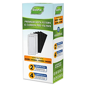 GOFIL 2 Pack Replacement Filter Includes 2 HEPA & 4 Carbon Pre-filters Compatible with Air Purifiers Model 04383, 04384, 04385, 04386, Part # 990051000