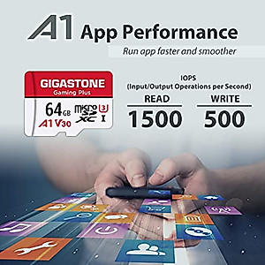 Gigastone 64GB Micro SD Card, Gaming Plus, Nintendo-Switch Compatible, High Speed 90MB/s, 4K UHD Video Recording, Micro SDXC UHS-I A1 V30 U1 Class 10
