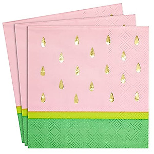 145-Pieces Pink Watermelon Party Supplies for Birthday, Baby Shower, Summer Decorations, Set includes Paper Plates, Napkins, Cups, Cutlery, and Tablecloth (Serves 24)