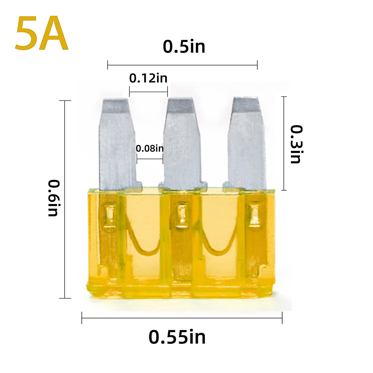 SINBRLAI AMP Micro 3 Fuse, 3 Prong Micro Blade Fuse, Applicable to The Maintenance, Replacement of Car, Automobile Trucks, Ships, Automotive Lighting (60PCS)
