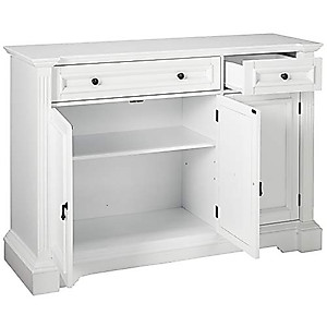 Kings Brand Furniture White Finish Wood Buffet Breakfront Cabinet Console Table With Storage, Drawers, Shelves