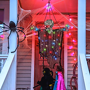 Solar Halloween Decorations Hanging Skeleton Ghost Color Changing LED Halloween Hanging Grim Reapers Outdoor Skeleton Flying Ghost Halloween Outdoor Indoor Decor