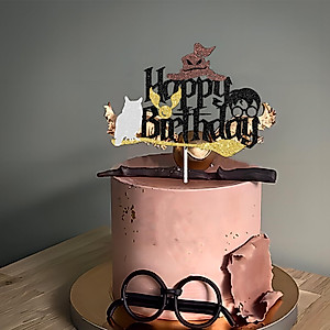 ShuanQ Harry Happy Birthday Cake Topper Magic Themed Cake Decor for Kids Boys Girls Birthday Party Decoration Welcome Baby Muggle Baby Shower Party Supplies