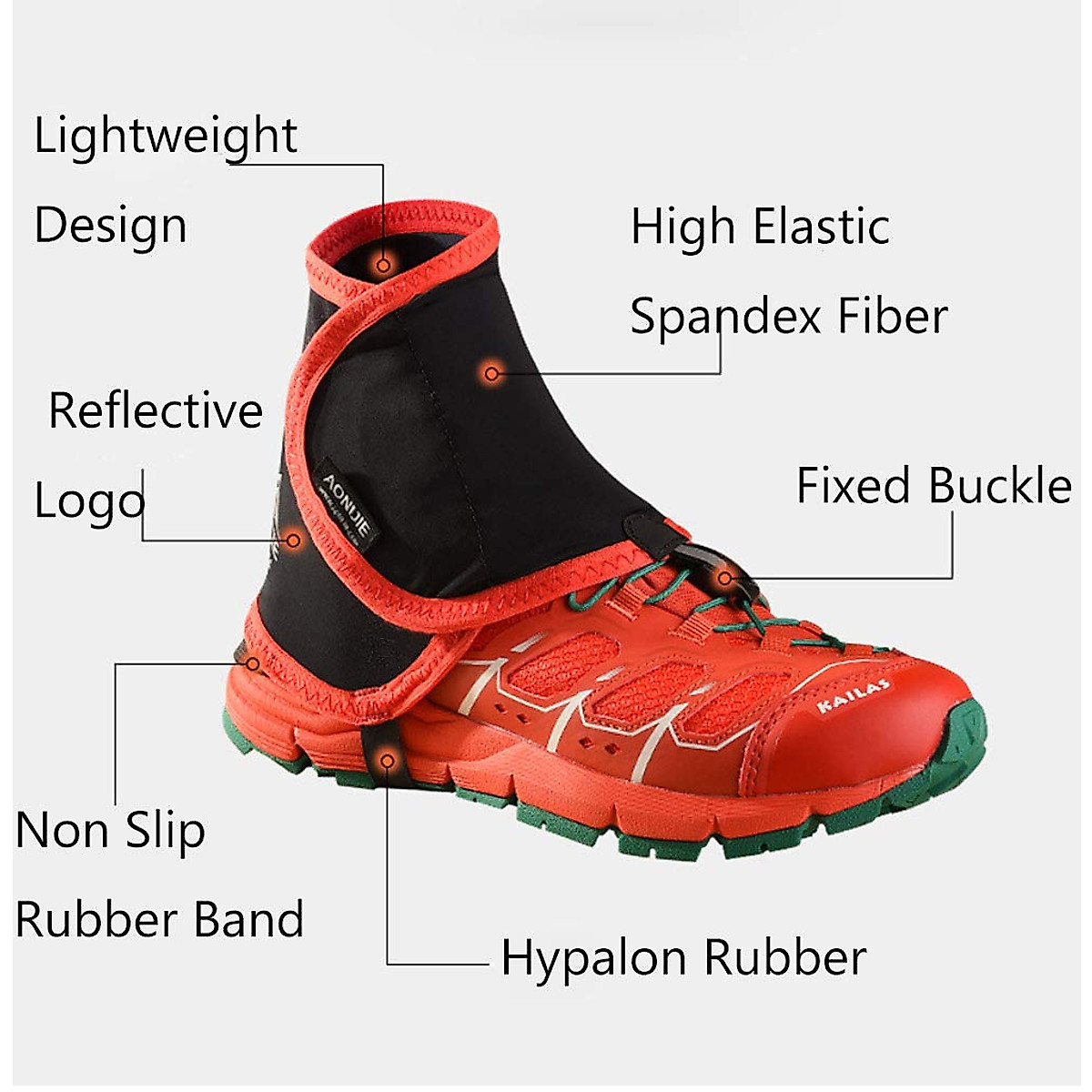 AONIJIE Outdoor Low Ankle Walking Gaiters Lightweight Protective Shoe Covers for Camping Hiking Hunting