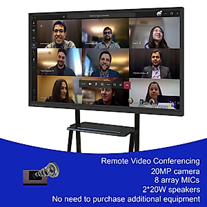 65'' Smart Digital Whiteboard, Interactive Board 4K UHD Smartboard Touchscreen Display, All in One Computer for Classroom and Business (Board + Black Stand)