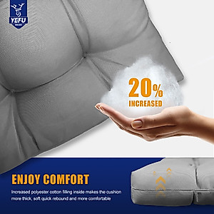 YEFU Adirondack Chair Cushion, Rocking Chair Cushions high Back, Thickened Patio Chair pad for Indoor and Outdoor, 49x20x5 inch, Gray, 2-Pack