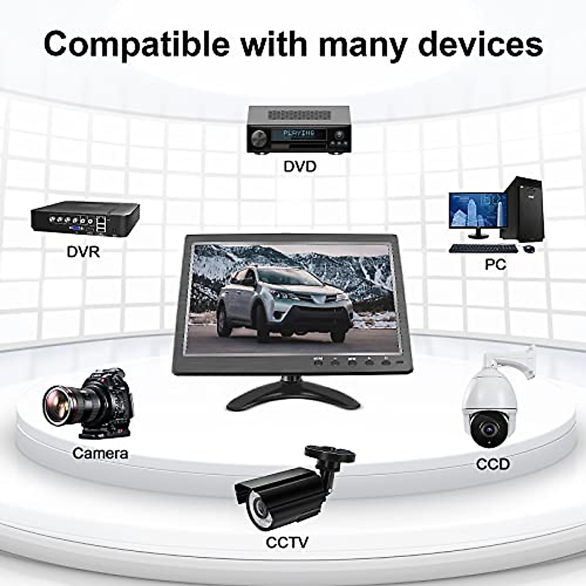 OSCY 10.1 inch HD 1024x600 Monitor, HDMI Monitor, Small Monitor, with AV VGA BNC USB HDMI Input, Touch Keys, Built-in Speakers, Remote Control for Raspberry Pi PC