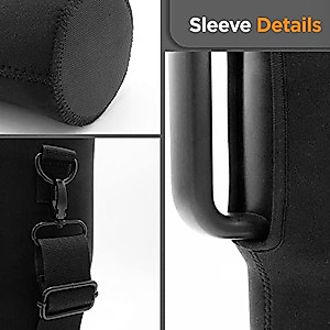 Fitted Sling Bag for Stanley 40 oz Tumbler with Handle, Protective Sleeve Replacement Cover with Shoulder Strap, 40oz Adventure Quencher Cup Accessories (Fits H2.0 FlowState with Straw Lid (Neoprene)