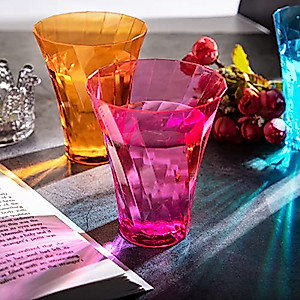 supernal 10oz Neon Plastic Tumbler Cups(Set of 96) Rainbow Plastic Drinking Glasses, Colorful Plastic Cups Perfect for Super Bowl Party Birthday