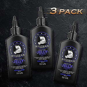 Bossman Jelly Beard Oil - Beard Growth Softener and Moisturizer Care - Larger 4oz, Bottle - 3 Pack Kit - Made in USA (Royal Oud Scent)