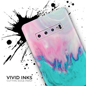 DesignSkinz Marbleized Pink and Blue Paradise V432 Protective Vinyl Decal Wrap Skin Cover Compatible with The Samsung Galaxy S20 (Screen Trim & Back Glass Skin)