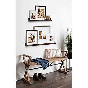 Kate and Laurel Bordeaux Farmhouse Gallery Floating Shelf and Wall Frame Kit, Set of 8, Multiple Finishes, Assorted Size Frames and Two Display Shelves