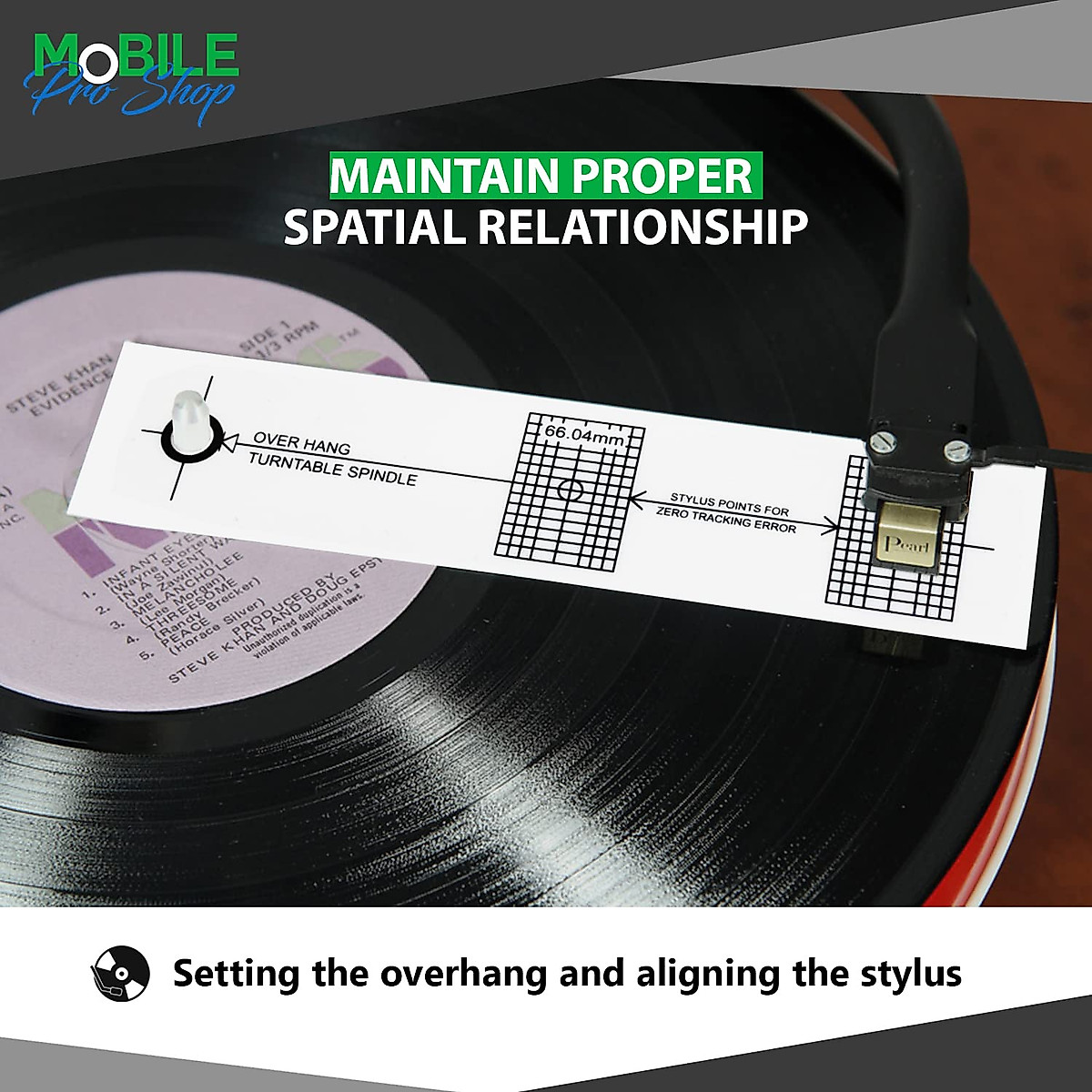 Mobile Pro Shop Turntable Azimuth Cartridge Alignment Protractor Set- Vinyl Record Player VTA Azimuth Ruler + Turntable Phono Cartridge Stylus Alignment Protractor