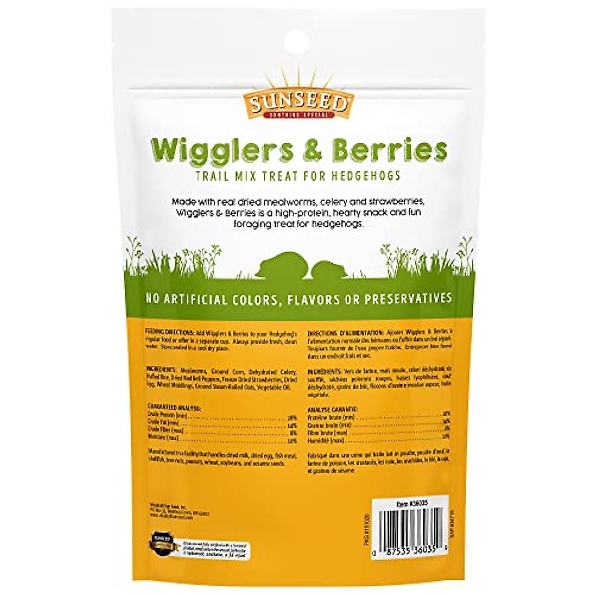 Sunseed Vita Prima Wigglers & Berries Hedgehog Treat - Mealworms for Hedgehogs - Small Animal Trail Mix Snack