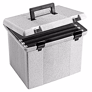 Pendaflex Portable File Box, 11"H x 14" W x 11 1/8" D, Granite (41747)