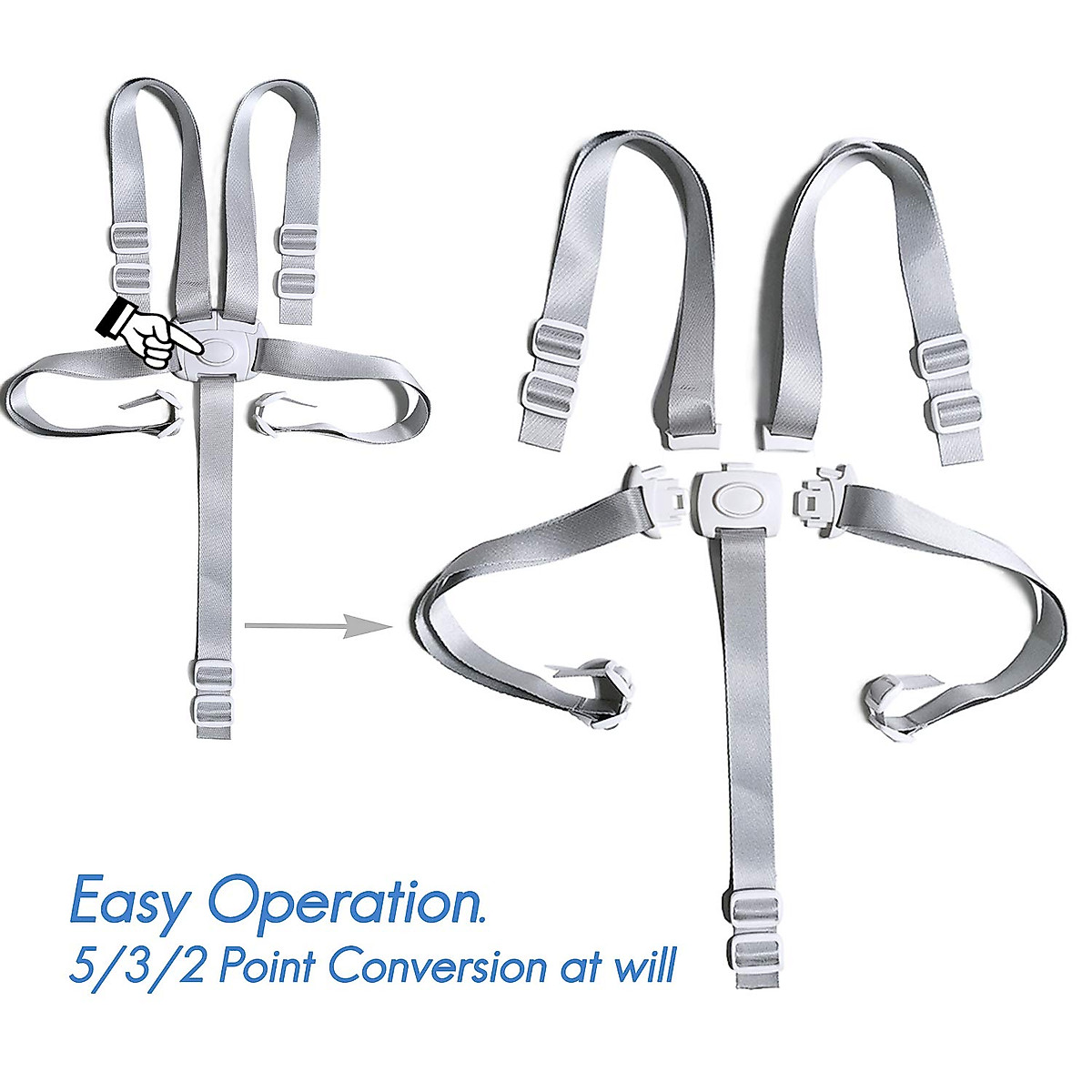 ZARPMA High Chair Security Straps, Replacement 5 Point Children Safety Harness Convertible Straps for High Chair/Pram/Buggy/Kid Pushchair