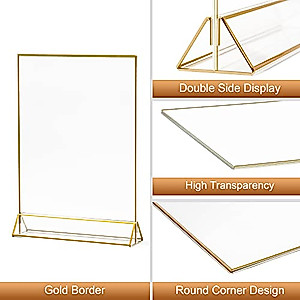 VORIOB 4Pack 8.5x11 Gold Picture Frame Acrylic Sign Holder,Wedding Signs Table Numbers Menu Holders