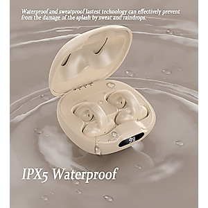 Loluka Ear Clip Bone Conduction Headphones Wireless Bluetooth Open Ear Headphones 68 hrs Playtime with Charging Case,Bluetooth 5.3 Workout Cycling Running Bone Conduction Headphoe Set