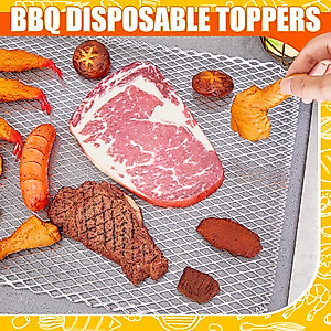Mifoci 20 Pcs Disposable Grill Topper Non Stick BBQ Grill Grates 12x16 Inch Grill Mesh Mat Disposable Pans for Outdoor Liners Cooking Grid Grates Pad for Camping Picnics Meat
