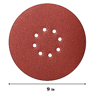 70 PCS 9 Inch Sanding Disc Hoop and Loop Sanding Disc Self Stick 8 Hole Sandpaper Discs Assorted 60/80/120/150/180/240 Grit for Drywall Sander