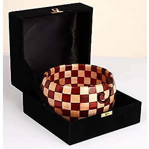 Brainmart Handmade Wooden Yarn Bowl Knitting Bowl Large Crochet Yarn Holder Bowl with Box Crocheting Accessories (7 * 4 Inches)