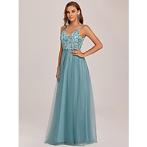 Ever-Pretty Women's Spaghetti Straps Sleeveless Maxi Dress Demin Blue US6