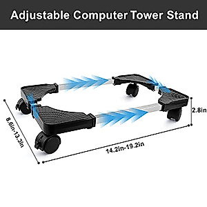 Computer Tower Stand PC Stand with 4 Silent Rolling Casters Mobile CPU Stand,Adjustable Mobile Desktop PC Tower Stand,Suitable for Most Gaming PC Cases On Carpet Floor Computer Stand (1)