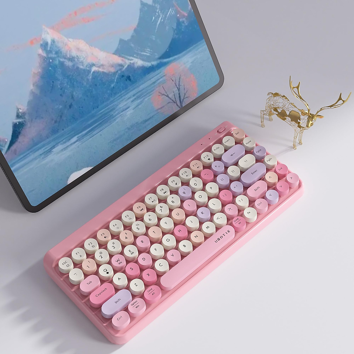 UBOTIE Colorful Wireless Bluetooth Mini Keyboard for PC & Phone