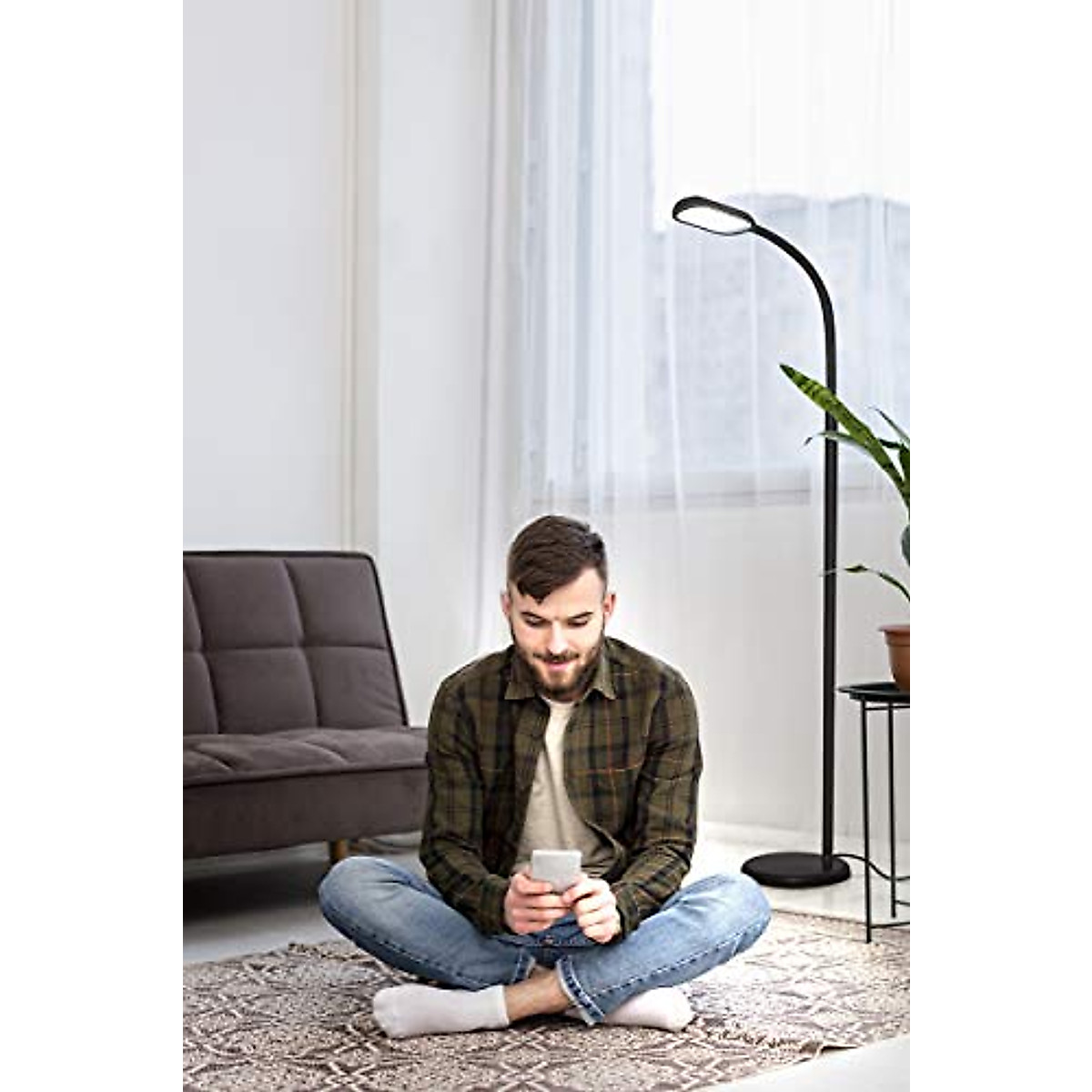 Brightech Battery Plus Lamp for Living Rooms & Offices, Rechargeable LED Floor Lamp, Portable Tall Lamp, Mid-Century Modern Standing Lamp for Bedroom, Great Living Room Décor