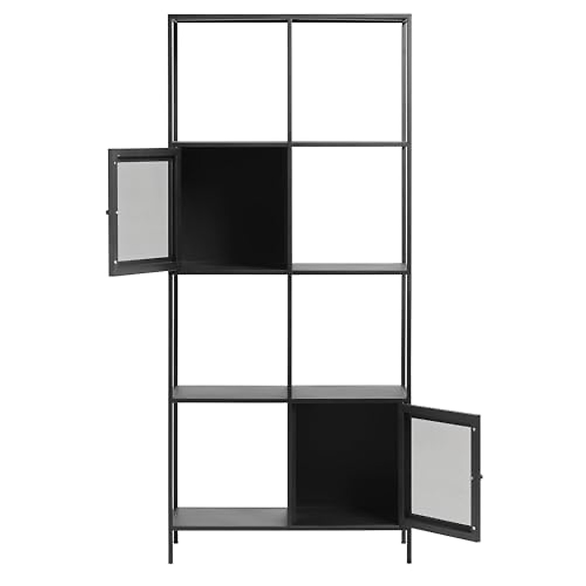 Aienid Metal Black Bookcase 70.7 H X 13.7 W X 31.2 D Black Metal 2-Door Bookcase with 2 Metal Mesh Doors and Versatile Storage Bookcase
