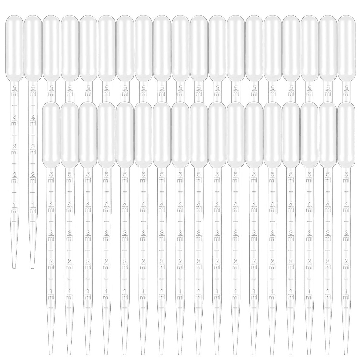 Heyous 100PCS Disposable Graduated Pipettes 5ML Plastic Transfer Pipettes Essential Oil Transparent Burette for Water Testing and Laboratory and Essential Oil