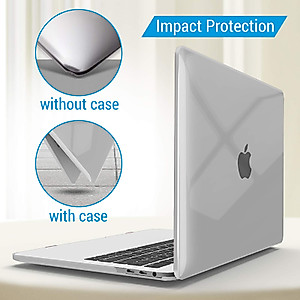 IBENZER Compatible with 2023 2022 M2 MacBook Pro 13 Inch Case 2021-2016 M1 A2338 A2289 A2251 A2159 A1989 A1706 A1708, Hard Shell Case & Keyboard Cover for Mac Pro 13, Crystal Clear, T13CYCL+1A