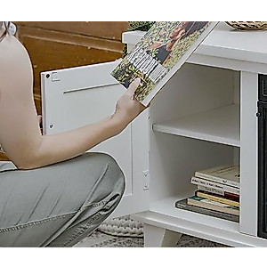 Realcozy 78 inch White TV Stand with Electric Fireplace - Modern Electric Fire Place & TV Console - Traditional Sonoma Design, Fits TVs up to 85''. 7 Flame Colors with Remote