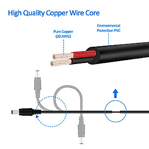 BOAVISION DC 12V Extension Cord,16.5ft(5m) Extension Cord DC Cable 2.1mm x 5.5mm Compatible with 12V DC Power Supply Adapter Cord WiFi Security IP Camera …