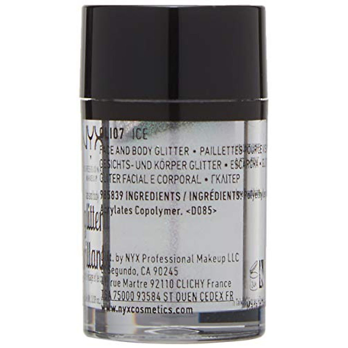 NYX PROFESSIONAL MAKEUP Face & Body Glitter, Ice (Pack of 2)