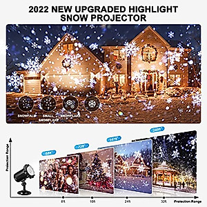 Christmas Snowflake Projector Lights, ALINKEY Highlight Dynamic LED Snow Light Projection, IP65 Waterproof Snowfall Spotlight Lighting Decor for Xmas Holiday Party Wedding Garden Landscape Home